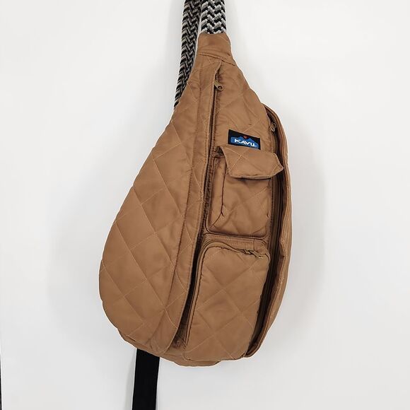 Kavu | Bags | Kavu Quilted Puff Rope Sling Bag Brown Tan Adjustable ...